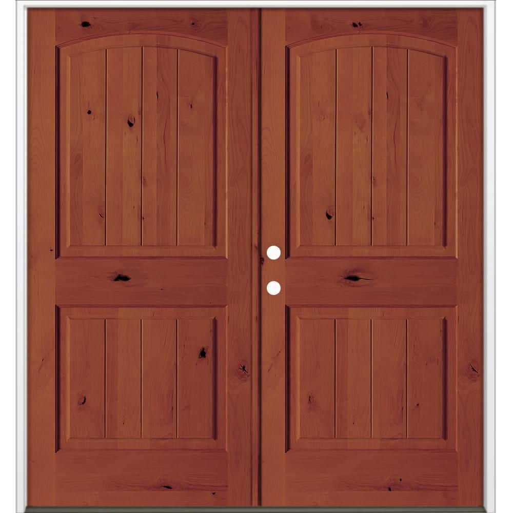 Krosswood Doors 60 in. x 80 in. Rustic Knotty Alder Arch Top VG Right ...