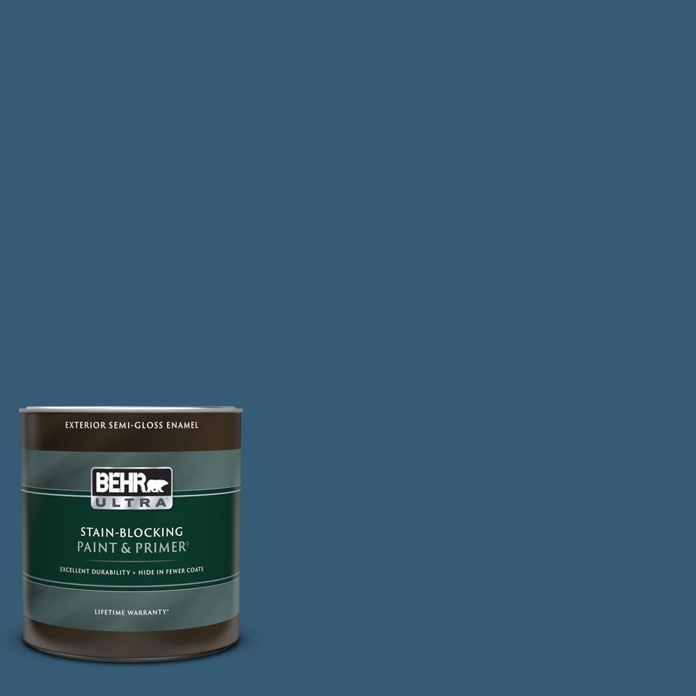 BEHR ULTRA 1 qt. #M490-7 Shasta Lake Semi-Gloss Enamel Exterior Paint ...