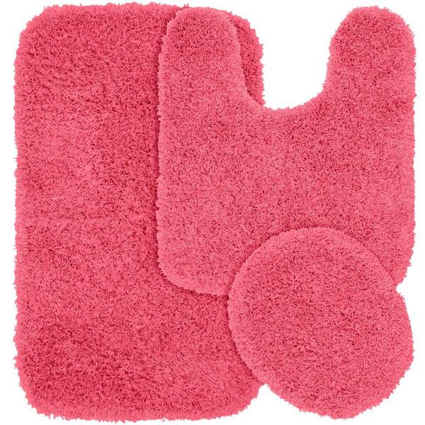Garland Rug Jazz Pink 21 in. x 34 in. Washable Bathroom 3-Piece Rug Set ...