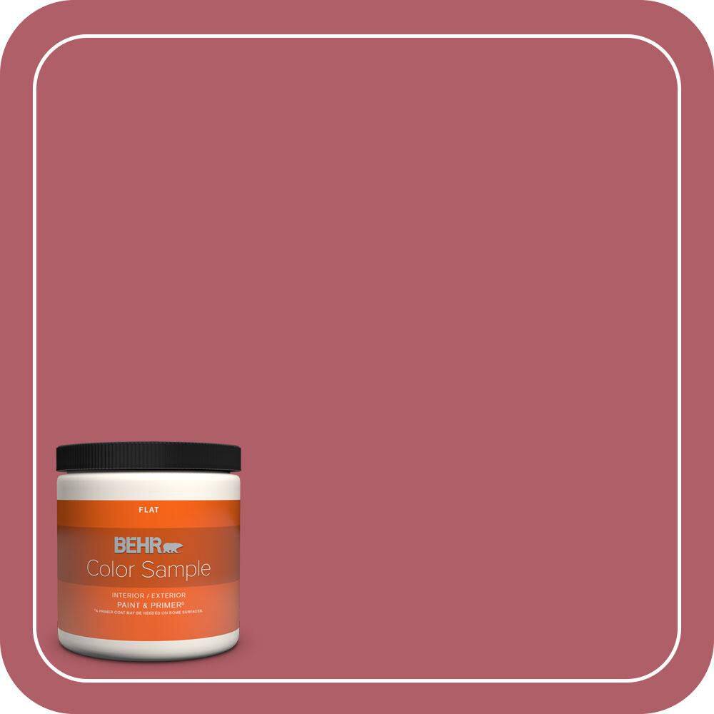 BEHR PREMIUM PLUS 8 oz. #130D-5 Rhubarb Flat Interior/Exterior Paint ...
