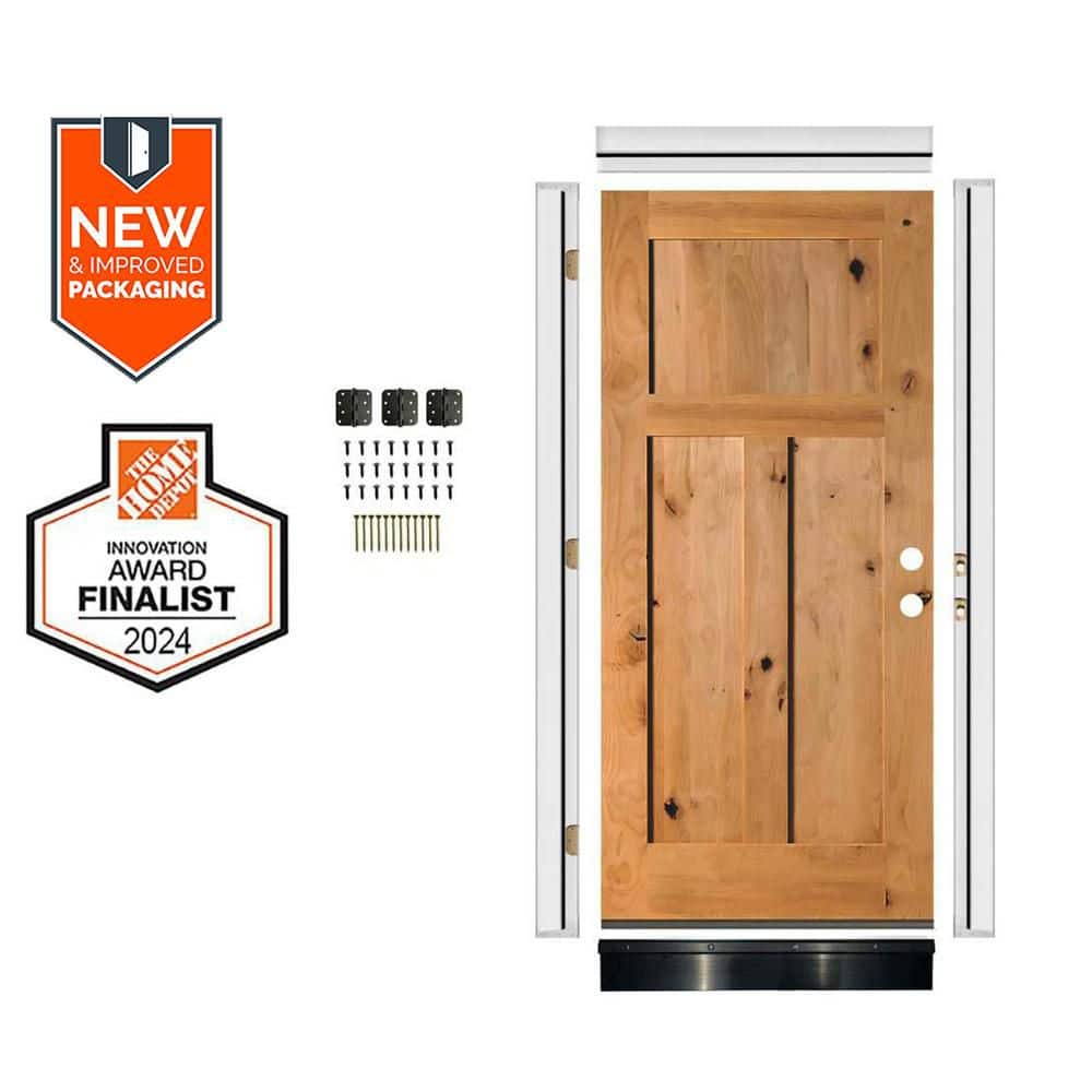 Krosswood Doors 32in.x80in. Rustic Knotty Alder 3-Panel Left-Hand Clear ...