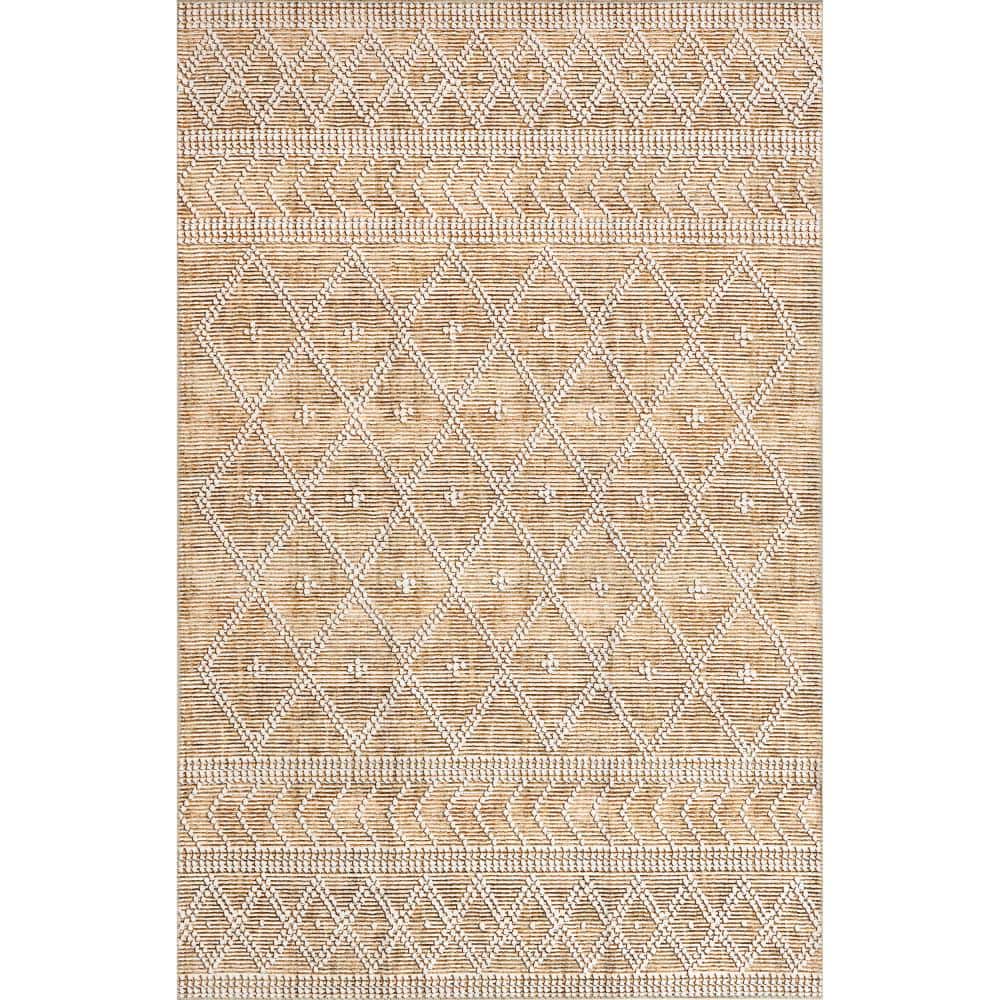 nuLOOM Úna Lattice Spill-Proof Machine Washable Beige 5 ft. x 8 ft ...
