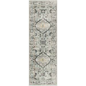 Nourison Washable Decor Blue Taupe 7 ft. x 9 ft. Center medallion ...