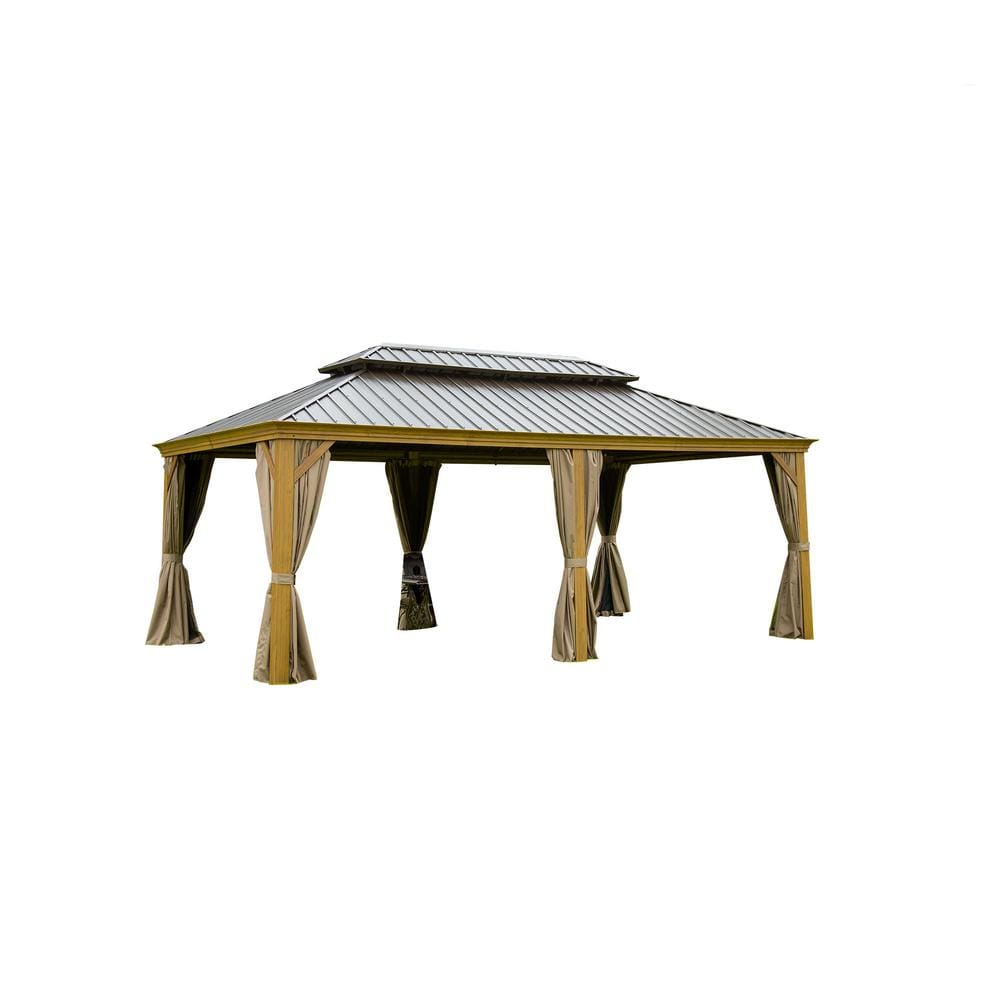 JimsMaison 14 ft. x 20 ft. Outdoor Yellow Aluminum Hardtop Gazebos with ...