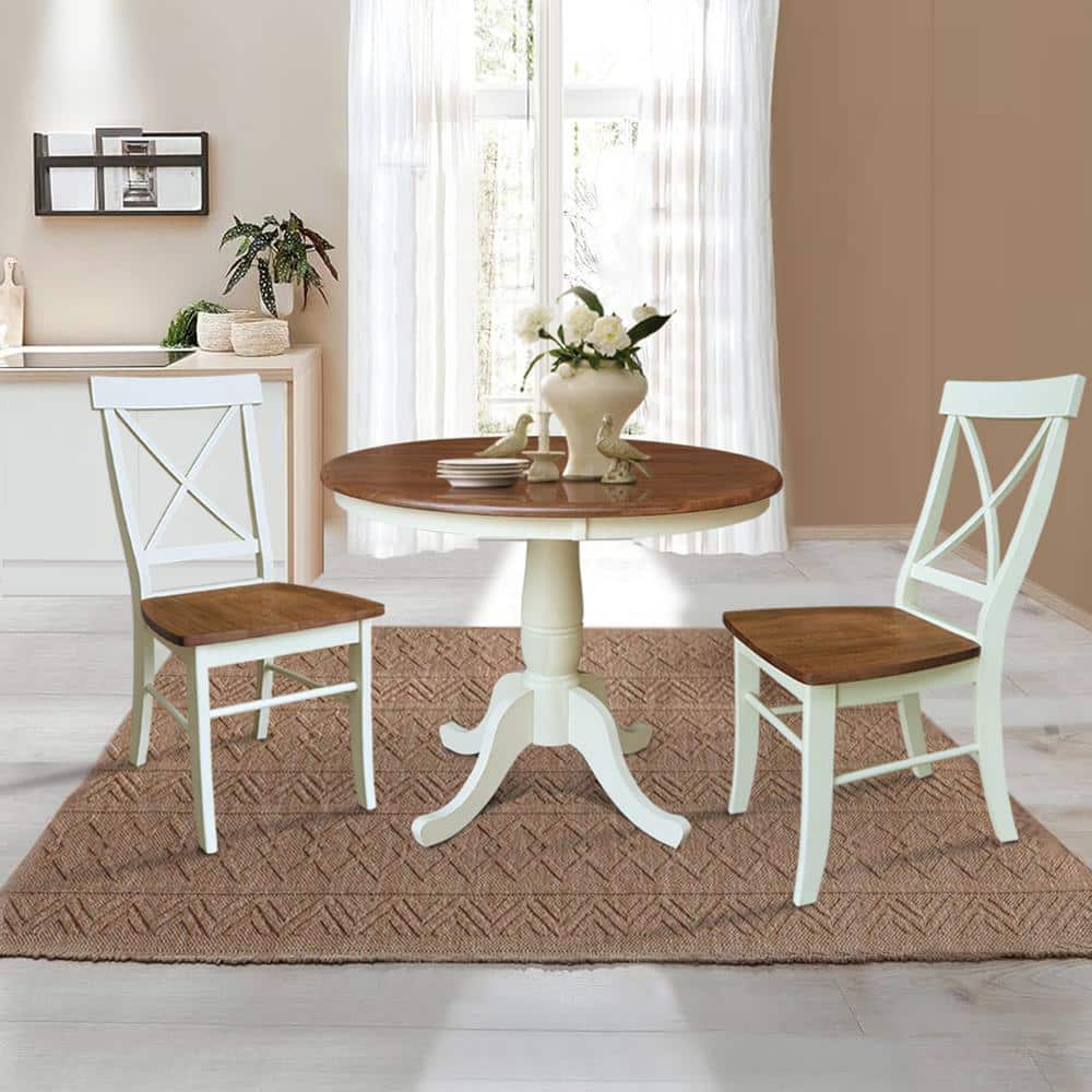 International Concepts Laurel 3-Piece 36 in. Round Hickory/Shell Solid ...