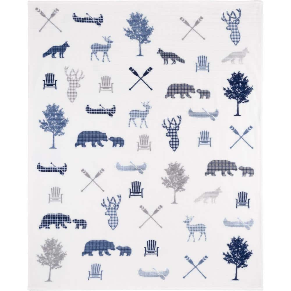 Navy Print Polyester Throw Blanket 65968.ECZ.02 - The Home Depot