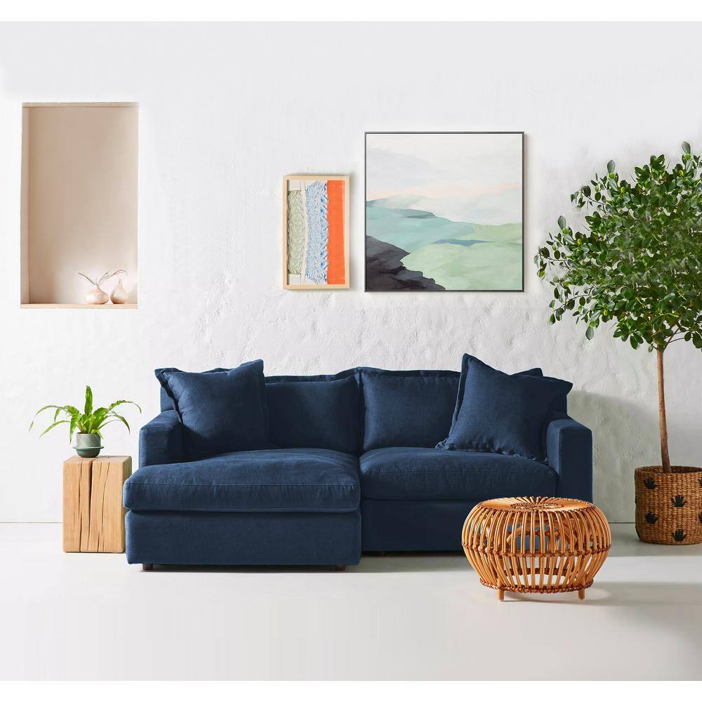 Monland 84 in. Square Arm Linen Upholstered L-Shaped Chaise Sofa ...