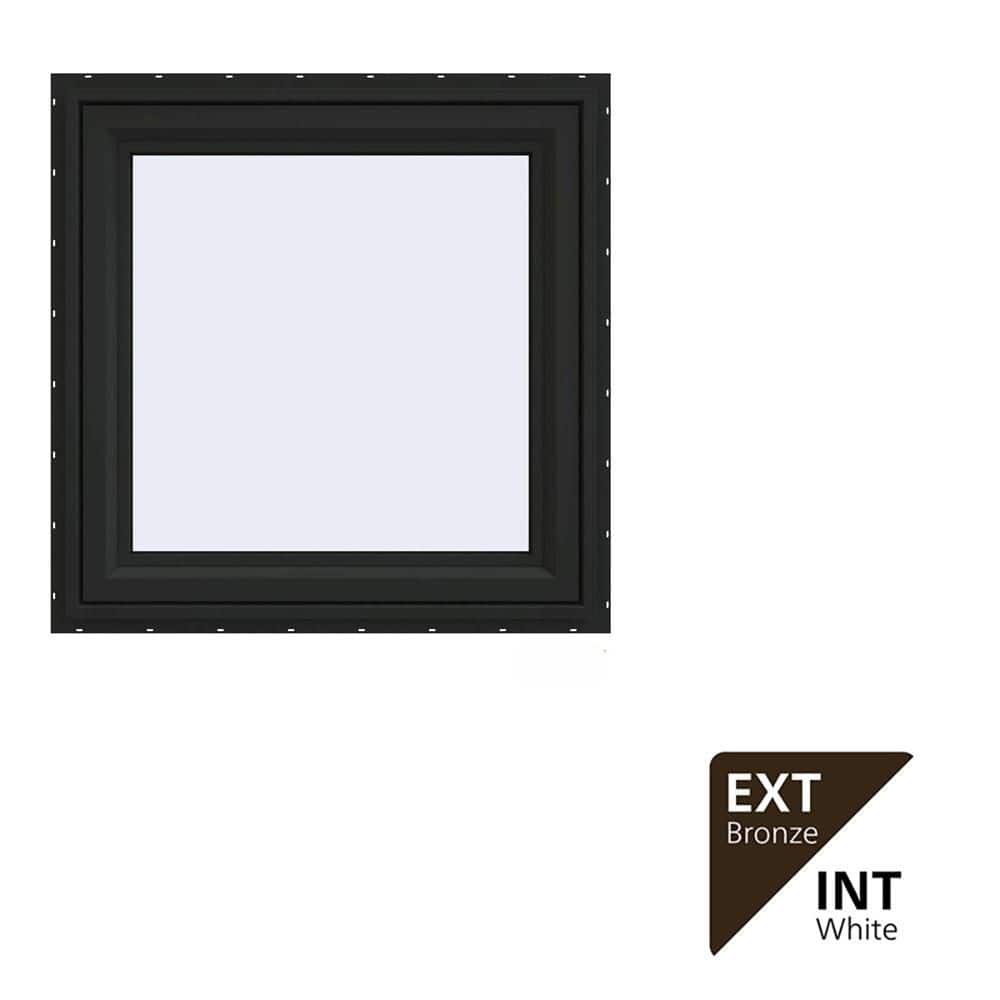 JELD-WEN 30 in. x 30 in. V-4500 Series Bronze FiniShield Vinyl Right ...