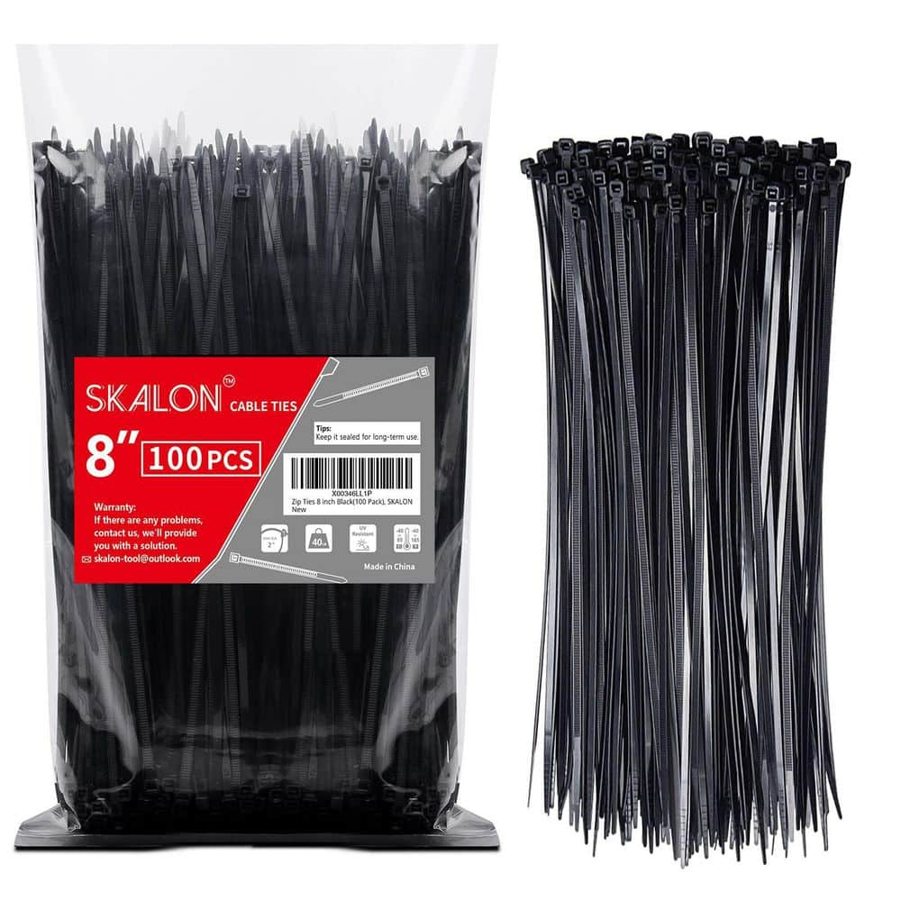 NVNOO 8 in. Black Cable Ties, 40 lbs. Tensile Strength, Wire Ties for ...