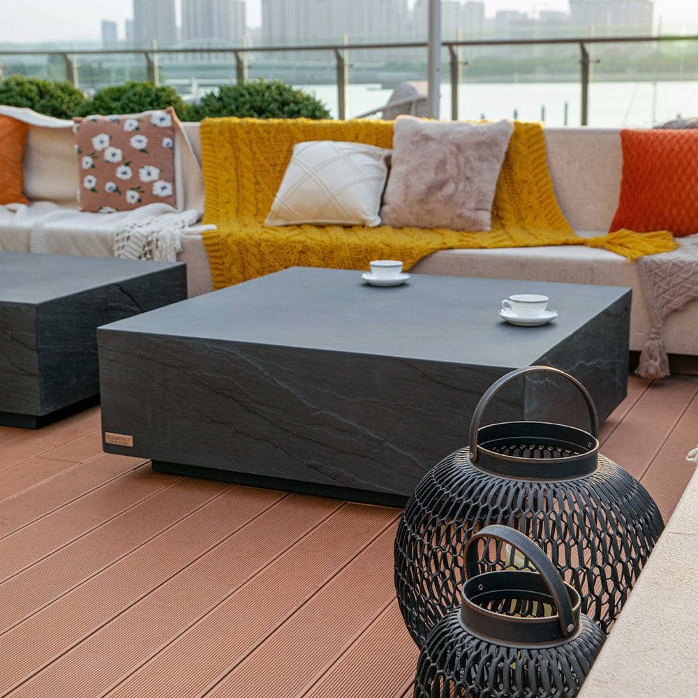 Sol Living Elementi Colorado 14 in. Slate Black Square Concrete Outdoor ...