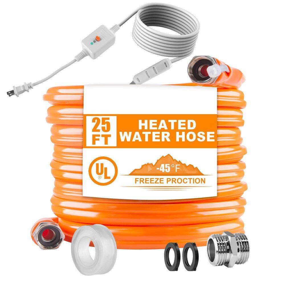 5/8 in. dia. x 25 ft. Heavy-Duty Heated Water Hose for RV with 3/4 in ...