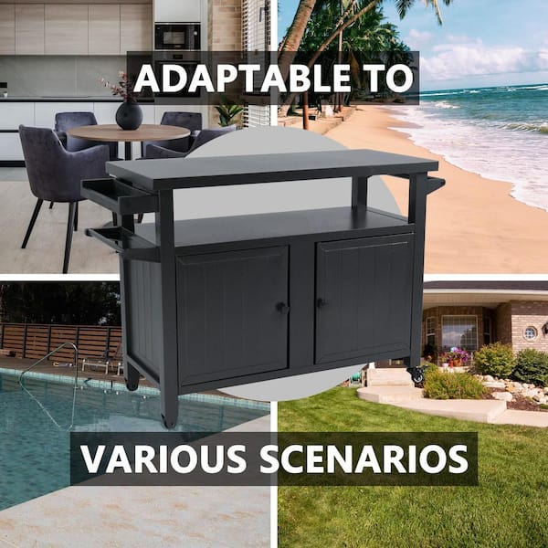Unity XL Portable Outdoor Table Gray Grill Carts Outdoor Storage Cabinet with Wheels 83 Gallons BBQ Grill Storage Cart W1859 ZTP170274 The Home Depot