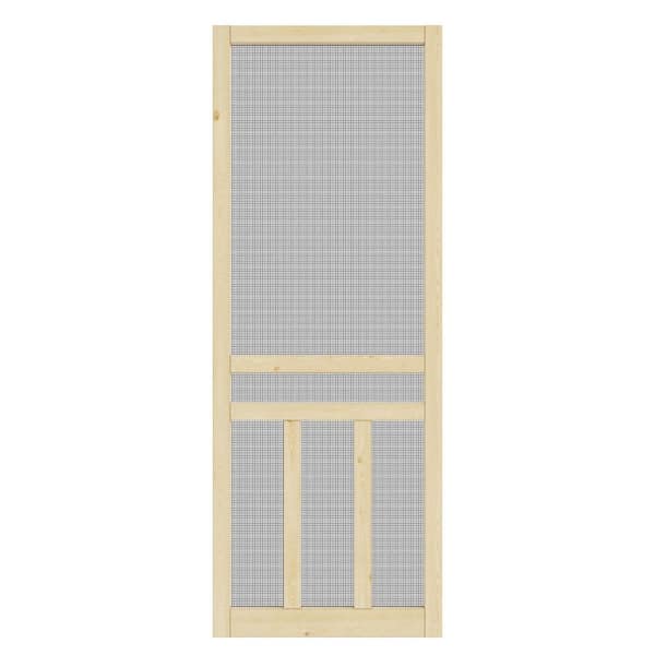 EH PUERTA 32 in. x 80 in. Universal 3 Bar Railing Style Unfinished Pine ...