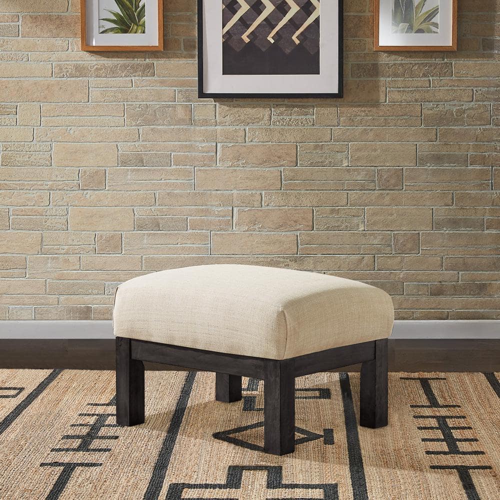 HomeSullivan Beige Linen Ottoman Mission-Style Wood 409912GA-4BL - The ...