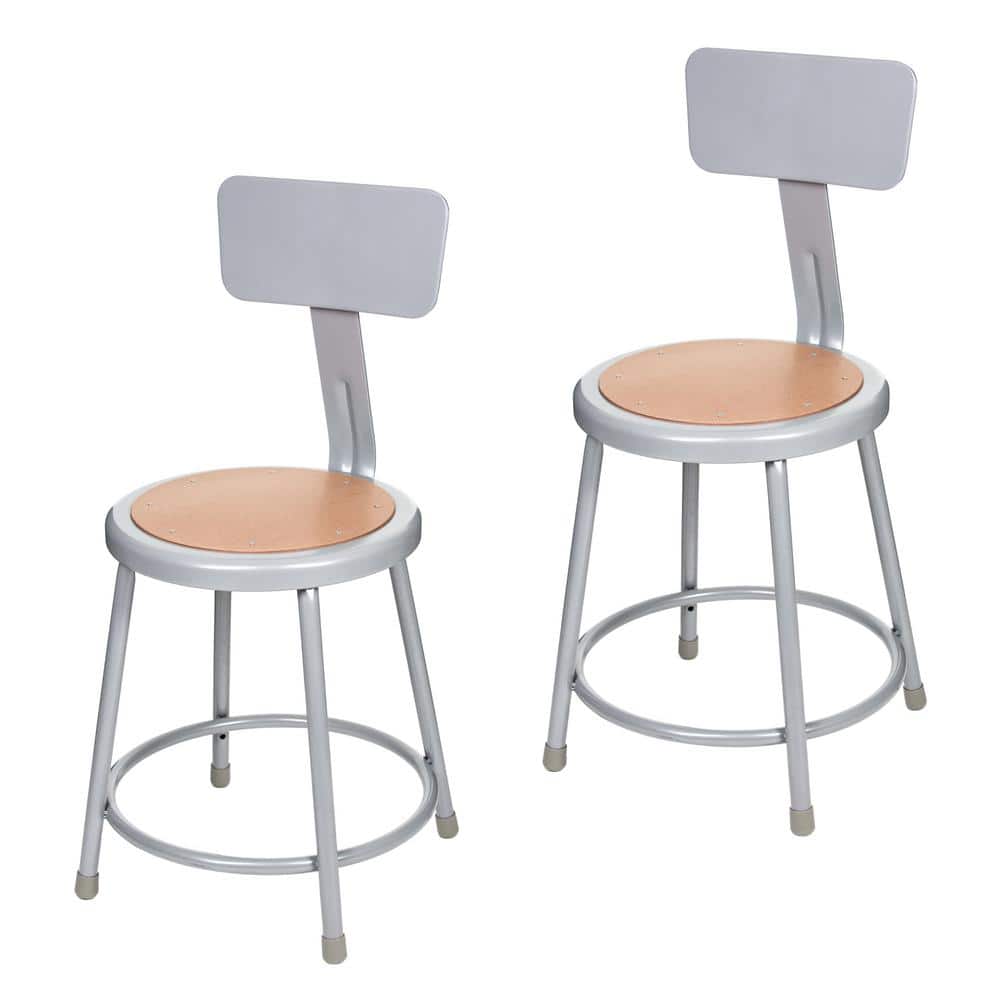 HAMPDEN FURNISHINGS Flynn 18 in. Masonite Wood Grey Metal Frame Stool ...