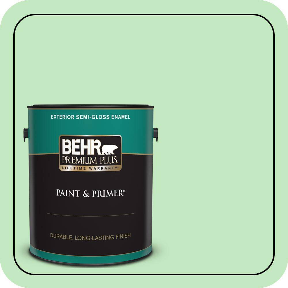 BEHR PREMIUM PLUS 1 gal. #450A-3 Mountain Mint Semi-Gloss Enamel ...