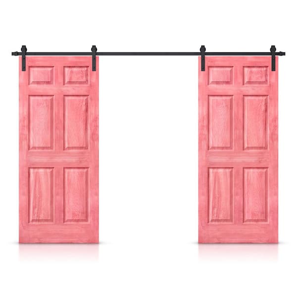 CALHOME 30 in. x 80 in. Antique Red Stain Composite MDF 6-Panel ...