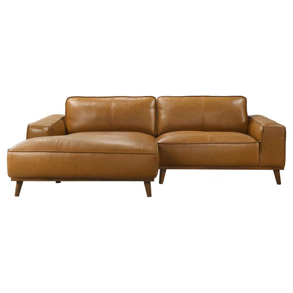Ashcroft Furniture Co Clifford 98 in. Square Arm 2-Piece Leather L ...