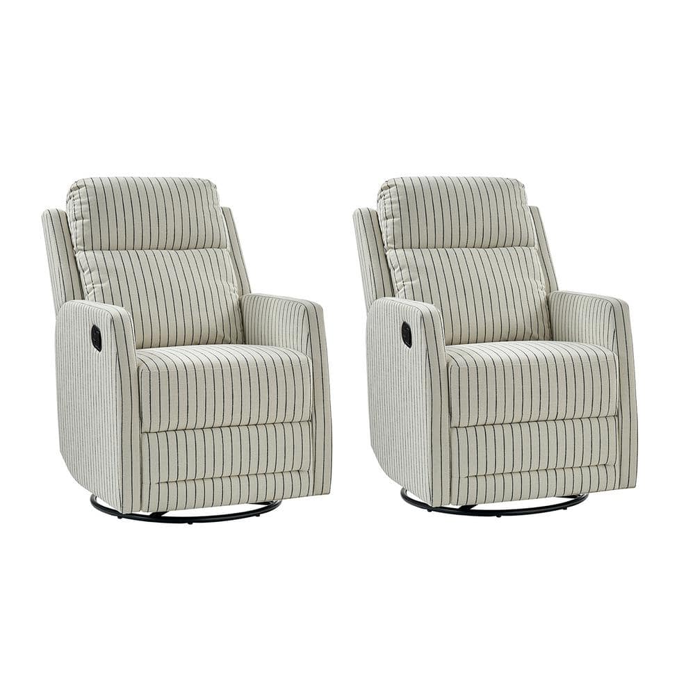 JAYDEN CREATION Ana Stripe Modern Stripe Upholstered 360° Swivel Rocker ...