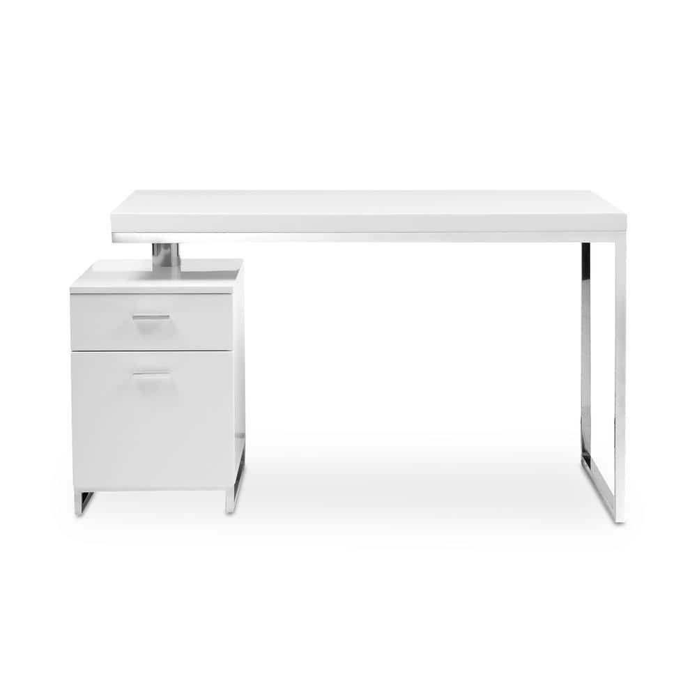 NADAAL STUDIOS Elysia 51 in. Rectangular White Lacquered MDF Desk with ...