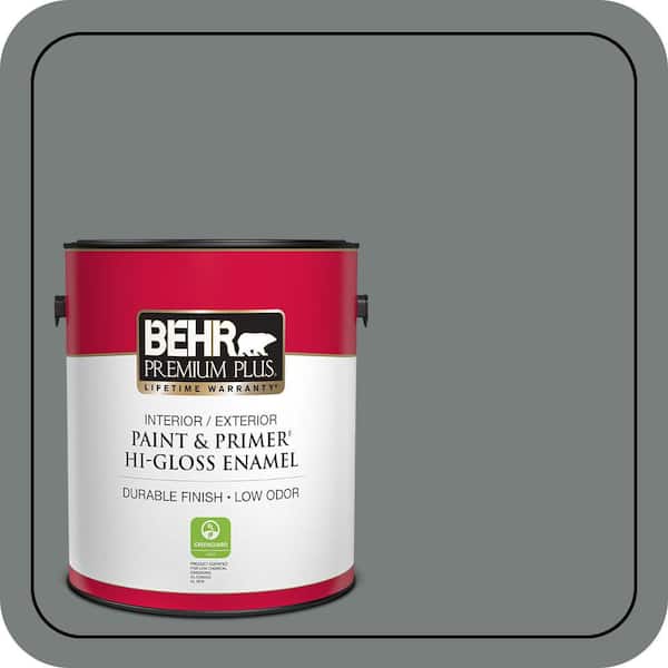 BEHR PREMIUM PLUS 1 gal. #PPU25-18 Shutter Gray Hi-Gloss Enamel ...