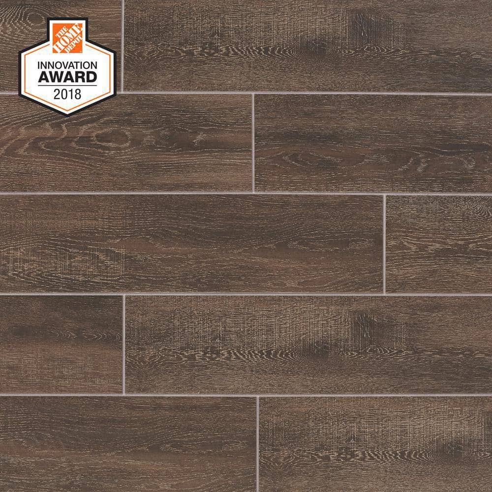 Lifeproof Coffee Wood 6 in. x 24 in. Glazed Porcelain Floor and Wall ...