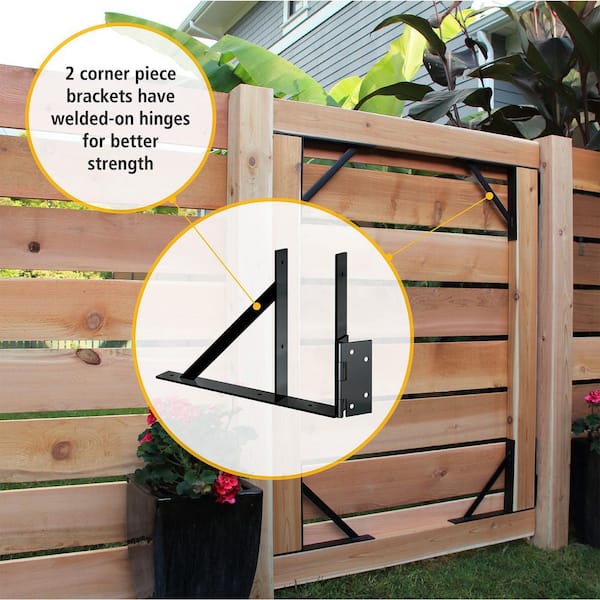 PEAK Heavy-Duty Steel Gate Hardware Kit in Matte Black (Fits Gates 26 ...