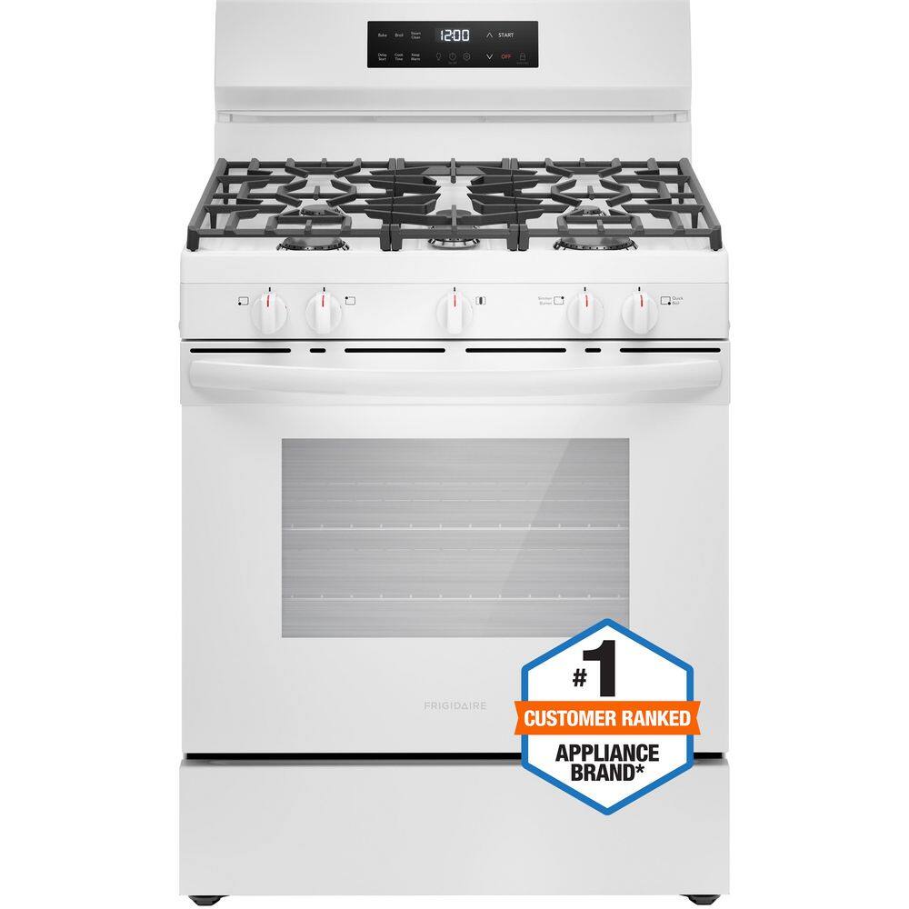 Frigidaire 30 in 5 Burner Freestanding Gas Range in White with Quick ...