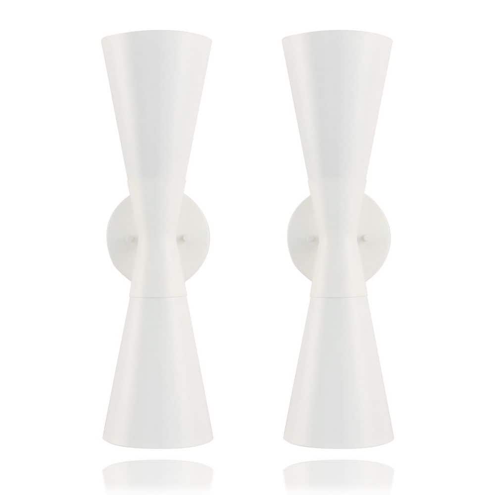 GMGSROM 6 in. 2-Light White Modern Wall Sconce Hourglass-Shape Wall ...