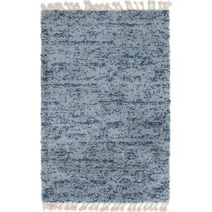 Unique Loom Hygge Shag Misty Blue 5 ft. x 5 ft. Round Rug 3143764 - The ...