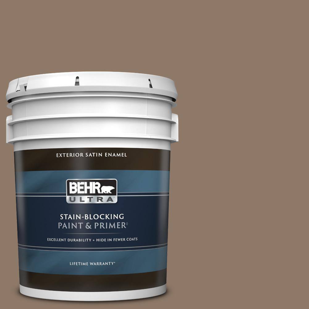 BEHR ULTRA 5 gal. #PPU5-05 Coconut Shell Satin Enamel Exterior Paint ...