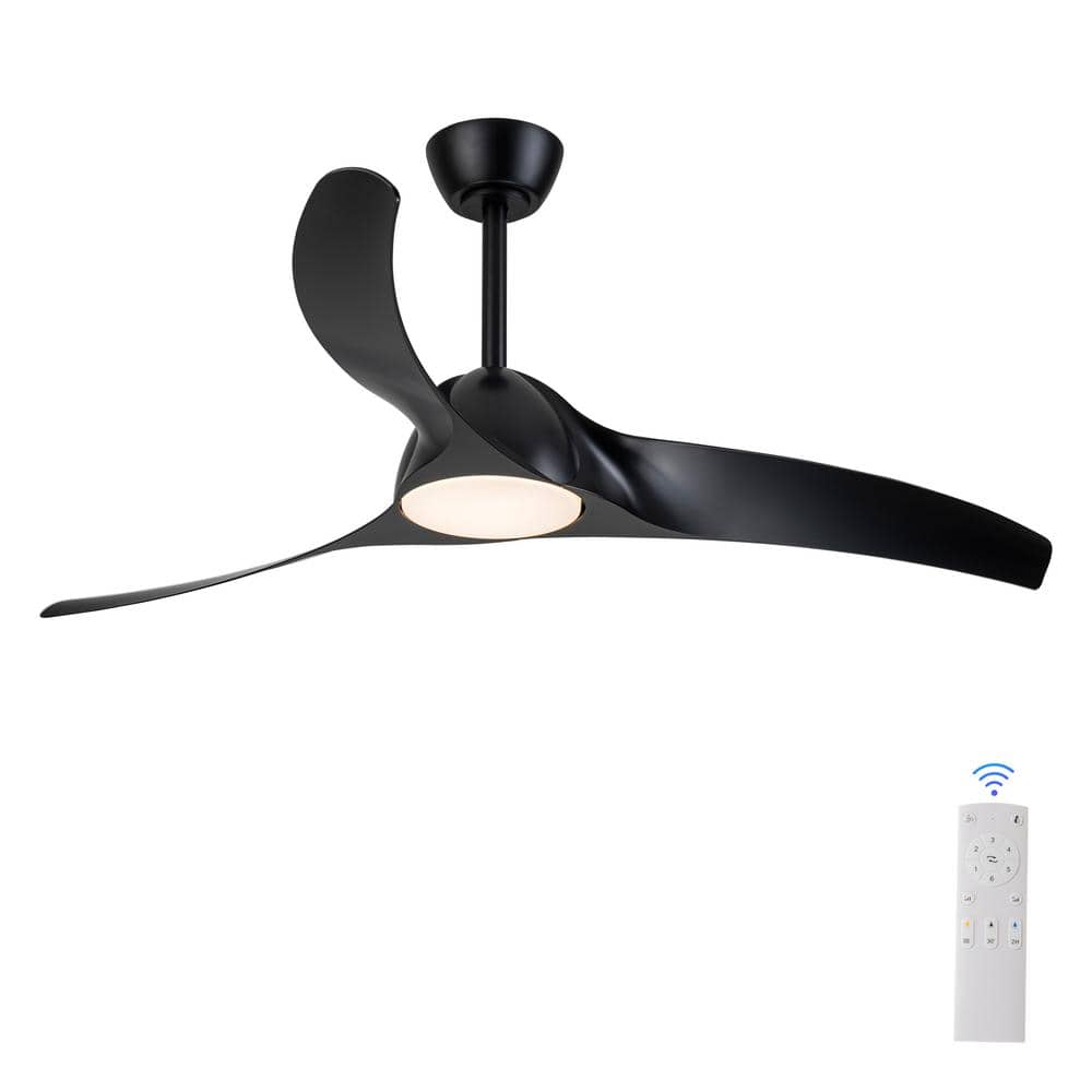 C Cattleya 52in. 3-Blades Black Dimmable Changeable 3000K/4000K/5000K ...