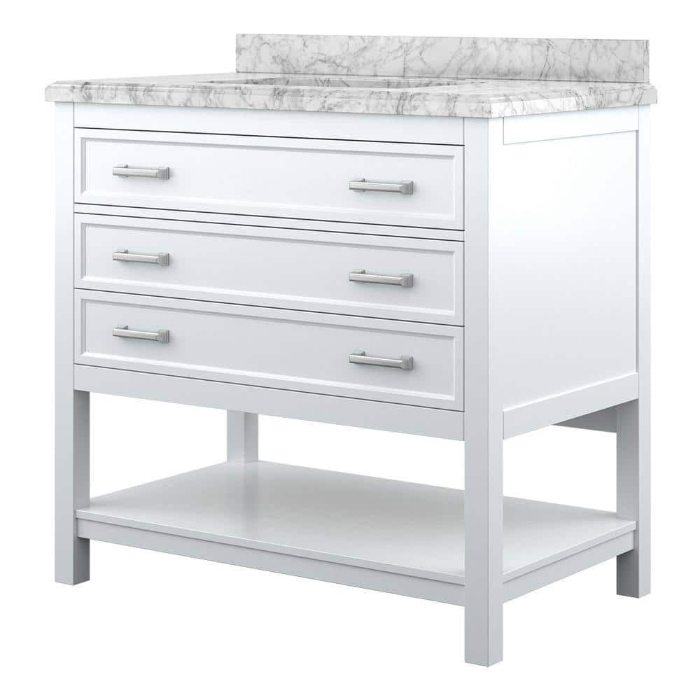 Design Element Affinity 37 in. Modern Bathroom Vanity in White with ...