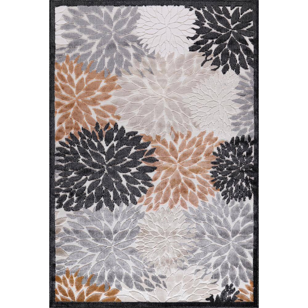 CAMILSON Bloom Orange/Gray 5 ft. x 7 ft. Floral Exotic Tropical Indoor ...