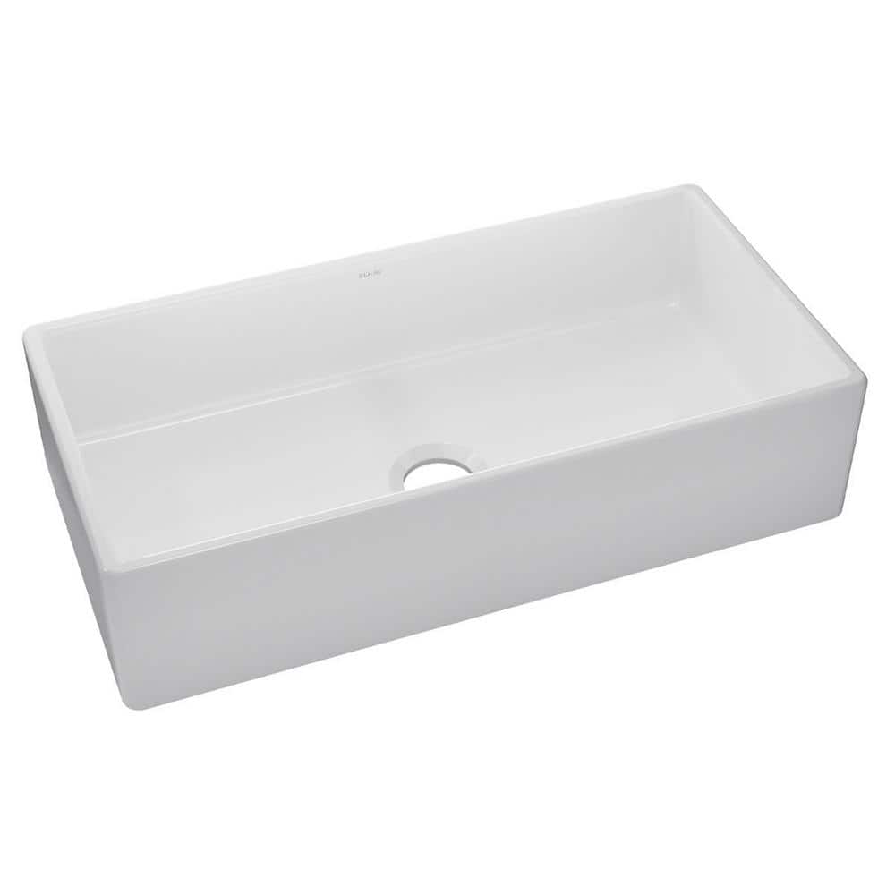 Elkay Burnham 36 in. Farmhouse/Apron-Front Single Bowl 18-Gauge White ...