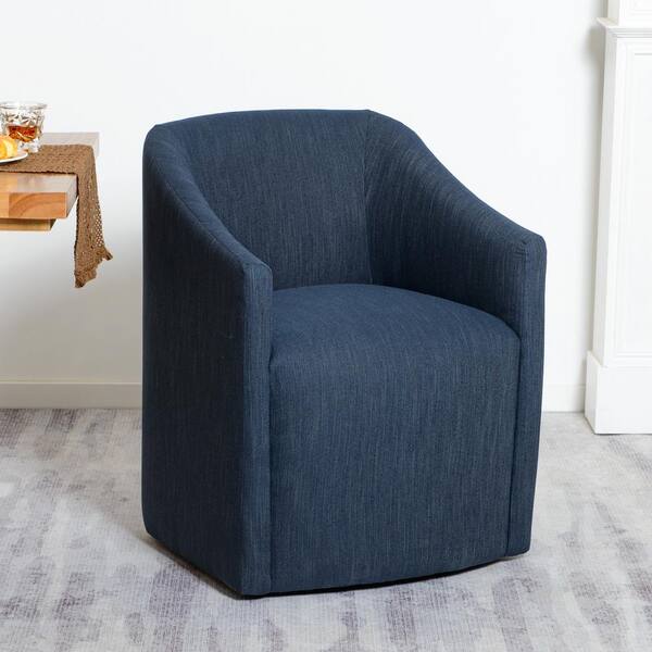 KINWELL Indigo Performance Fabric Upholstered Barrel Back Rolling ...