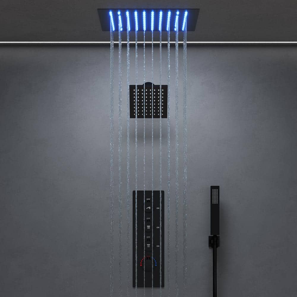 GRANDJOY 7-Spray Smart LED His and Hers Showers Ceiling Mount Dual ...