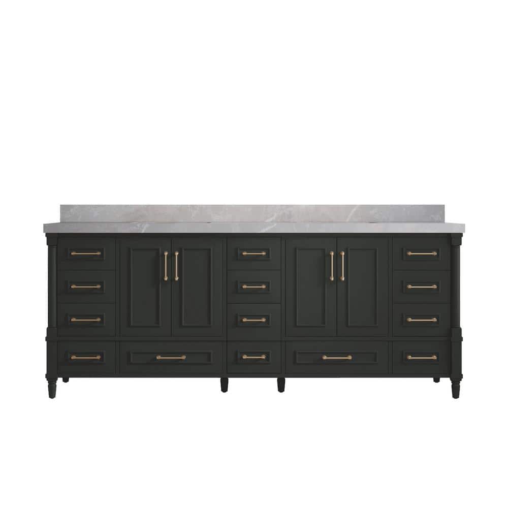 Willow Collections Hudson 84 in. Double Sink Freestanding Black Top ...