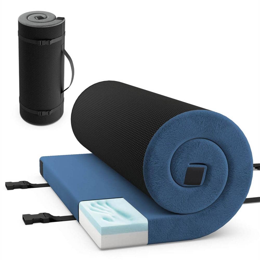 Costway Twin Blue Memory Foam Camping Mattress with Anti-Slip Bottom ...