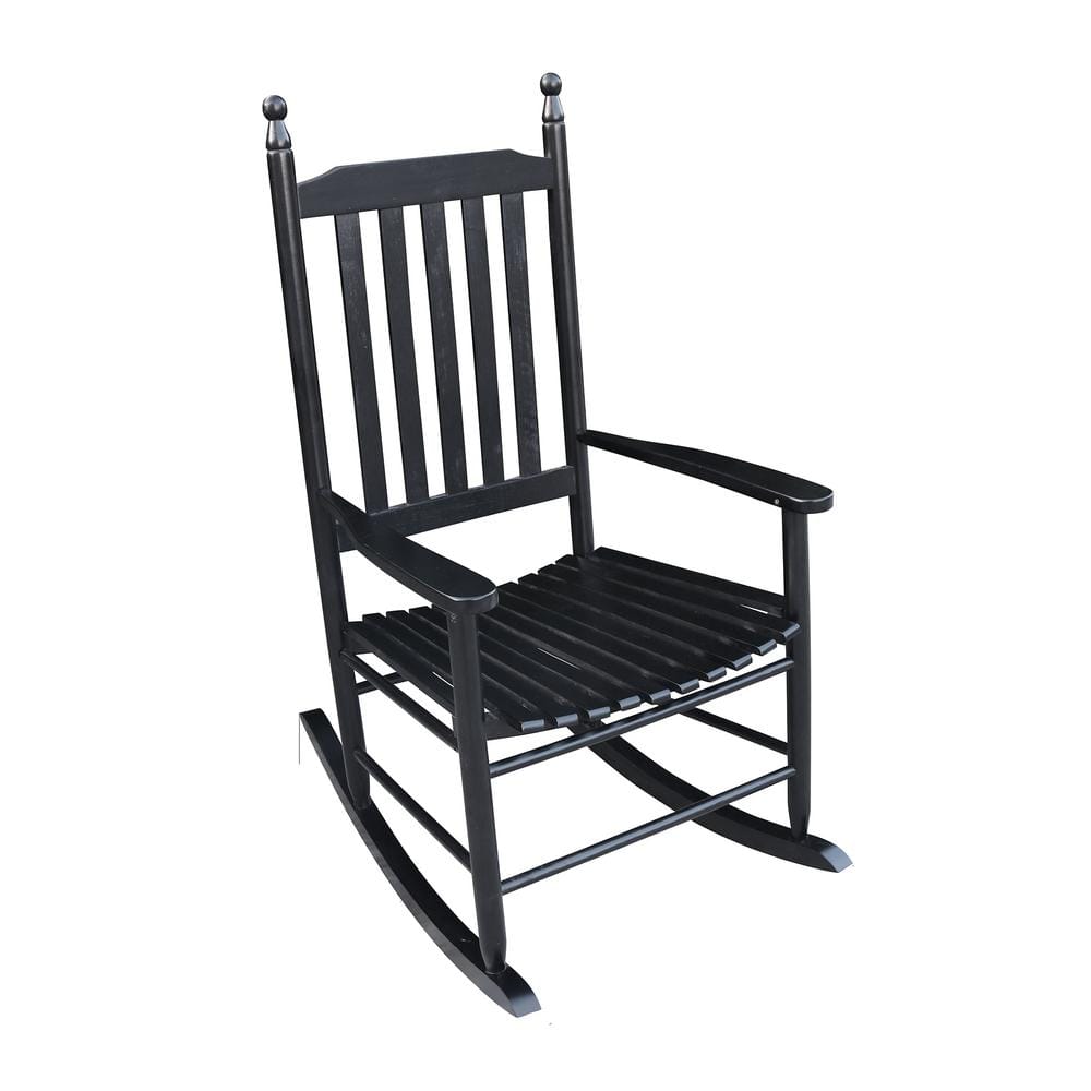 Sudzendf Black Solid Wood Outdoor Rocking Chair KIKIO204122 - The Home ...