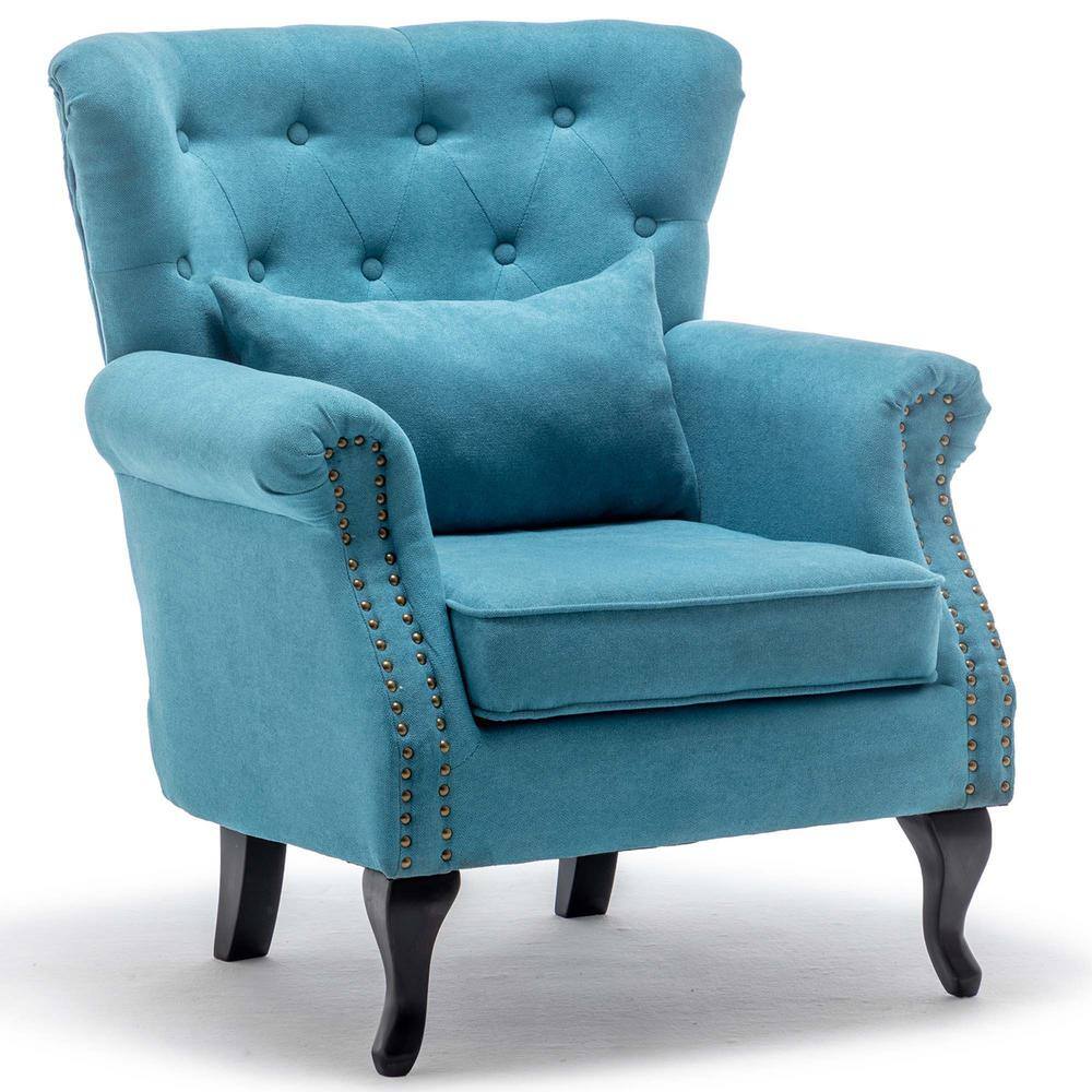 wetiny Blue Wingback Chair (Set of 1) 1203AC204-BLUE - The Home Depot