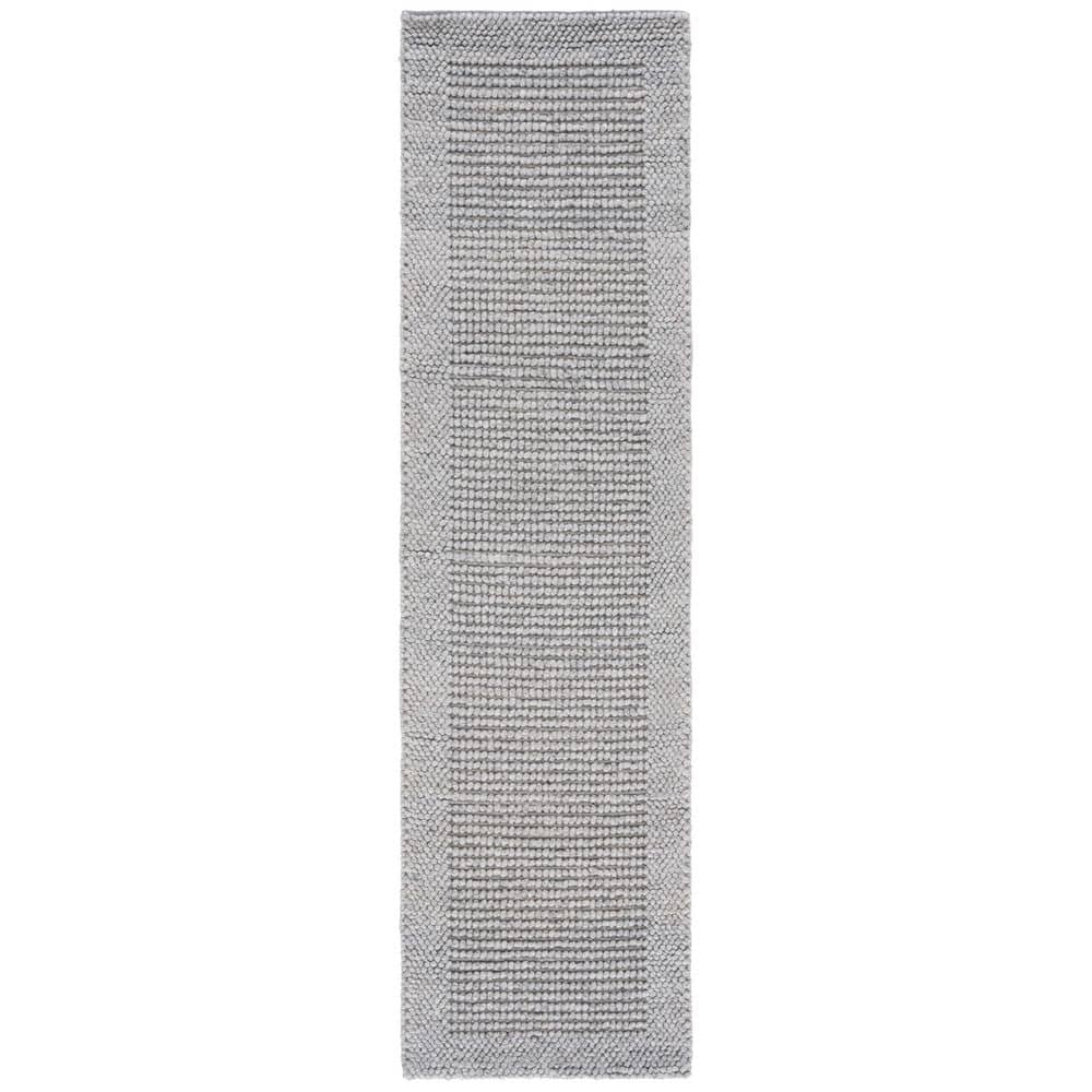 SAFAVIEH Natura 2 ft. x 9 ft. Gray Solid Border Runner Rug NAT130F-29 ...