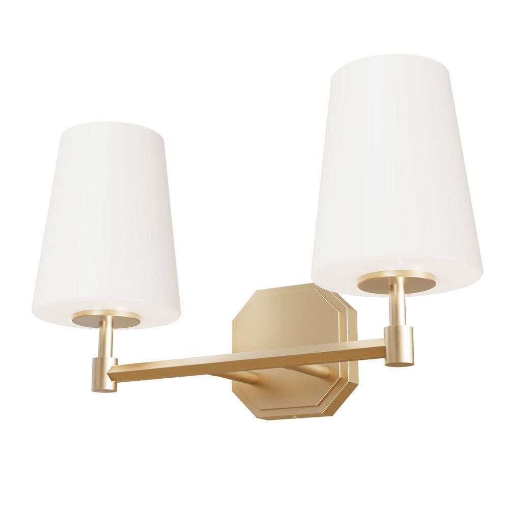 Hunter Nolita 16 in. 2-Light Alturas Gold Vanity Light with Cased White ...