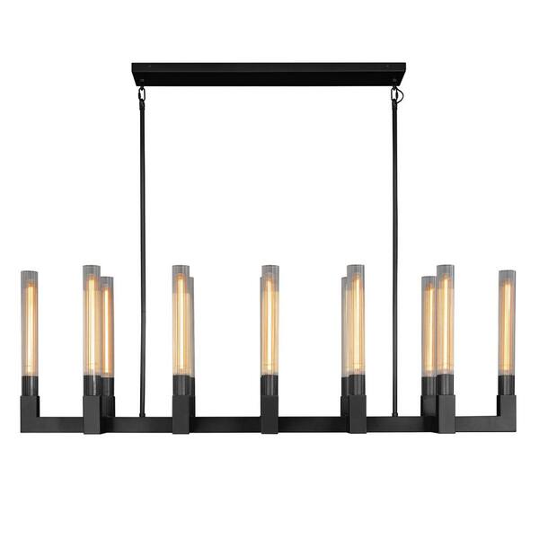 Gleam Flare 68 in. 12-Light Black Candlestick Chandelier Modern ...