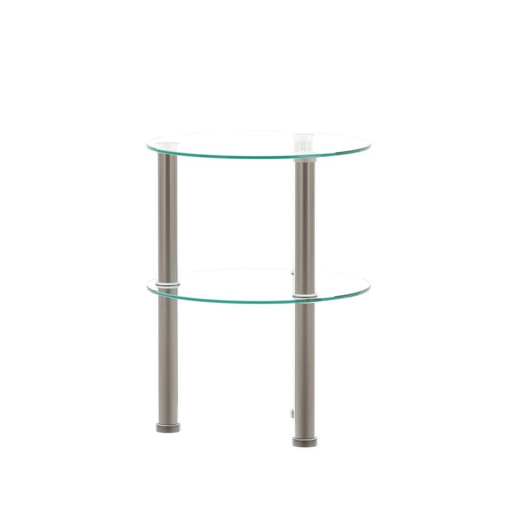 Tileon 2-layer Tempered Glass End Table, Round Coffee Table WYHDRA621 ... Tileon 2-layer Tempered Glass End Table, Round Coffee Table WYHDRA621 ...