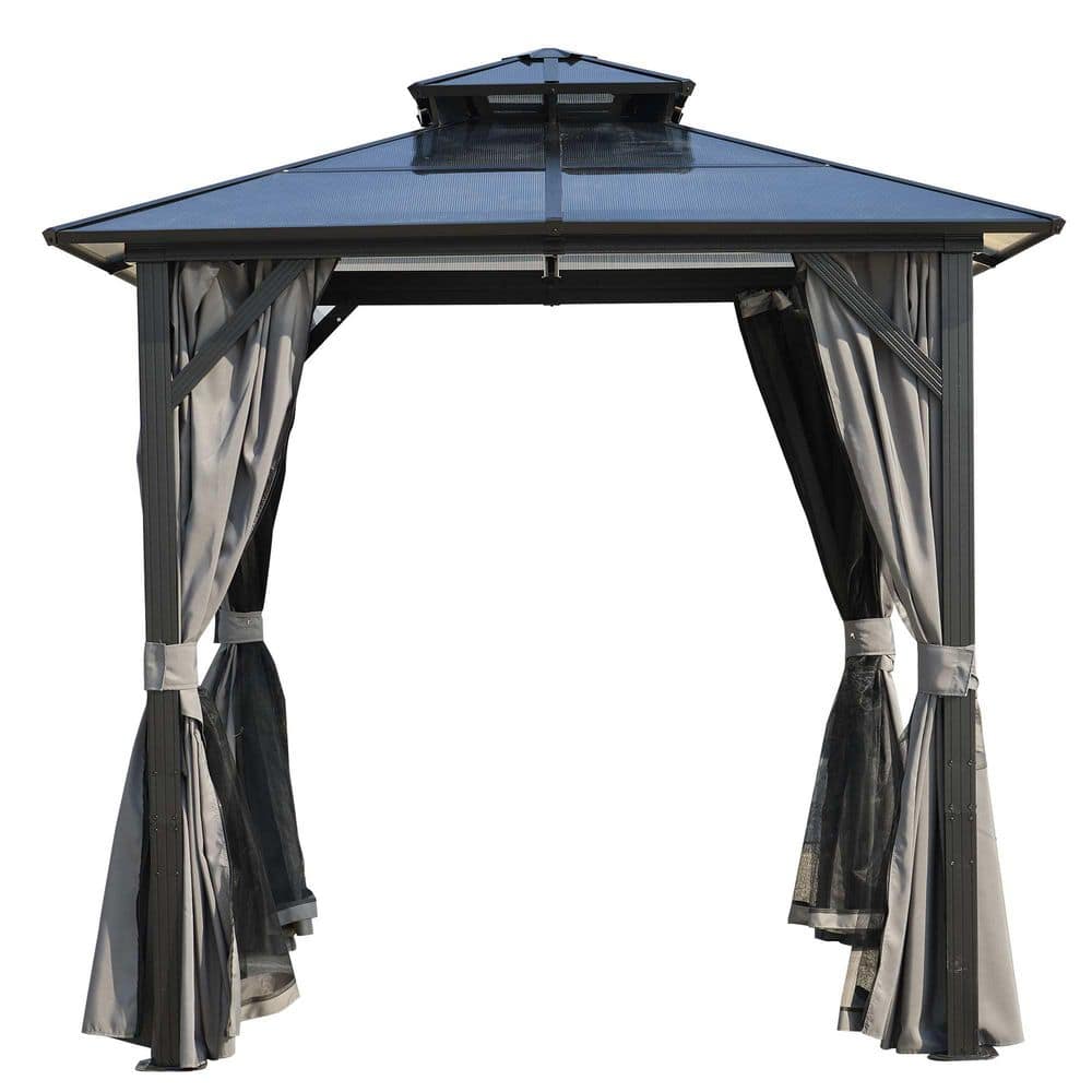 8 ft. x 8 ft. Outdoor Grill Fixed Gazebo with UV-Resistant ...