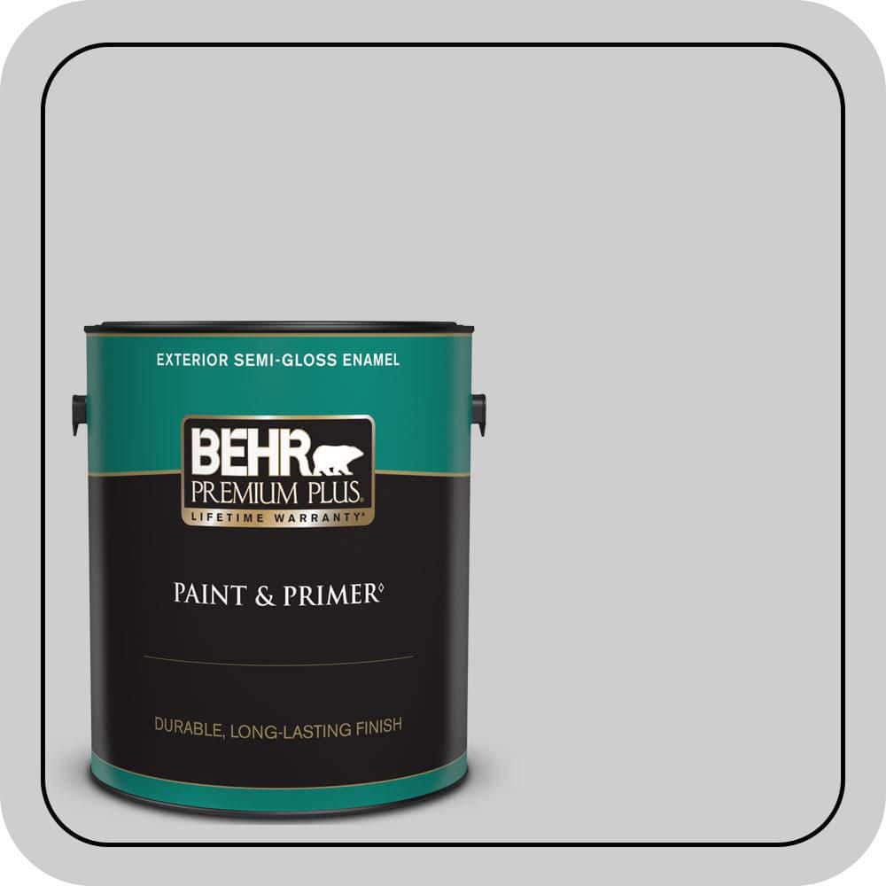 BEHR PREMIUM PLUS 1 gal. #770E-2 Silver Screen color Semi-Gloss Enamel ...