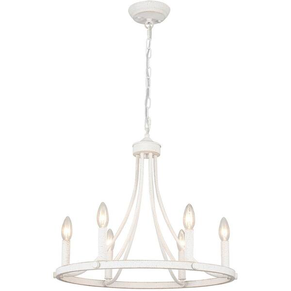 LWYTJO Yenier 6-Light White Rustic Farmhouse Dimmable Kitchen Island ...