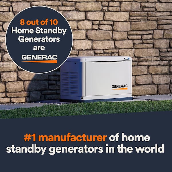 Generac 10 000 Watt Dual Fuel Air Cooled Whole House Home Standby Generator Smart Home Monitoring 100 AMP Transfer Switch 7172 The Home Depot