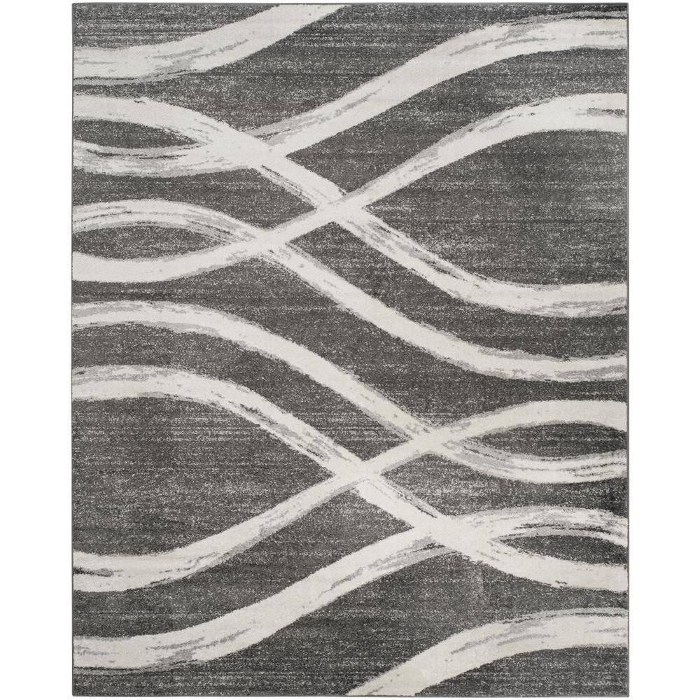 SAFAVIEH Adirondack Charcoal/Ivory 10 ft. x 14 ft. Waves Area Rug ...